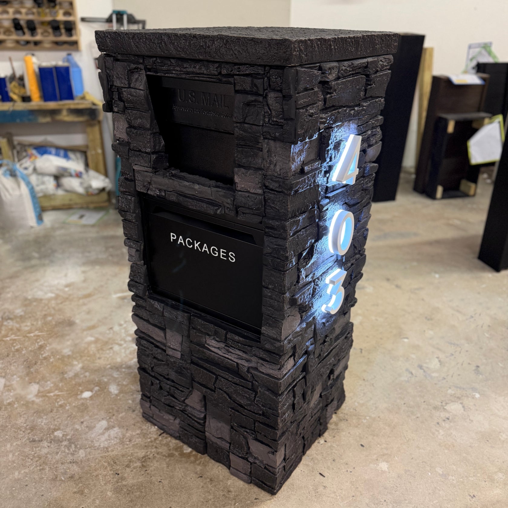 Faux Stone VaultBox Package Mailbox (LED Backlit)